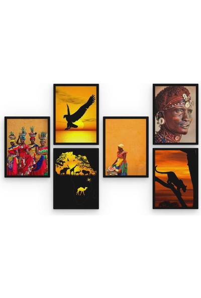Hero Tasarım Afrika 6 Parça Mdf TABLOGMZ442