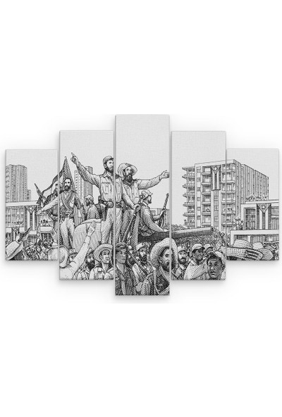 Hero Tasarım Che Fidel 5 Parça Mdf TABLOTGTB939 Hero Tasarım Che Fidel 5 Parça Mdf TABLOTGTB939