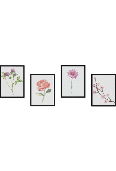 Hero Tasarım Çiçek 4 Parça Mdf TABLOSLA222