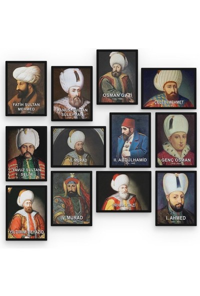 Hero Tasarım Osmanlı Padişahları 12 Parça Mdf TABLOTGTB648