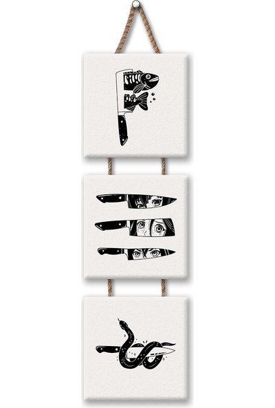 Hero Tasarım Bıçaklar 3 Parça Ipli Mdf TABLOTLH1168