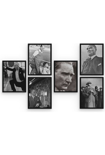 Hero Tasarım Atatürk 6 Parça Mdf TABLOGMZ466 Hero Tasarım Atatürk 6 Parça Mdf TABLOGMZ466