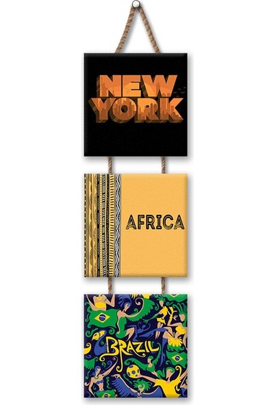 Hero Tasarım Şehirler 3 Parça Ipli Mdf TABLOTLHT240