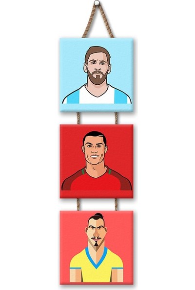 Hero Tasarım Futbolcular 3 Parça Ipli Mdf TABLOTLHT234