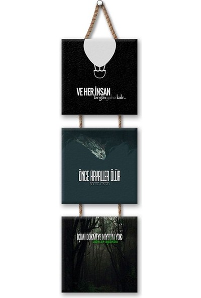 Hero Tasarım Özlü Sözler 3 Parça Ipli Mdf TABLOTLHT180