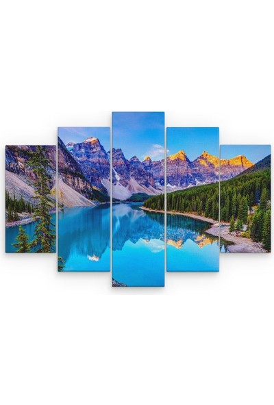 Hero Tasarım Dağlarda Mavi Su 5 Parça Mdf TABLOTGTB552 Hero Tasarım Dağlarda Mavi Su 5 Parça Mdf TABLOTGTB552
