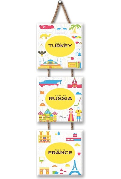 Hero Tasarım Country 3 Parça Ipli Mdf TABLOTLHT261