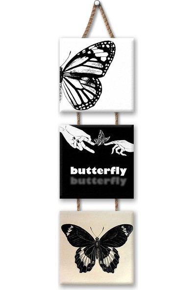 Hero Tasarım Kelebek 3 Parça Ipli Mdf TABLOTLH2647
