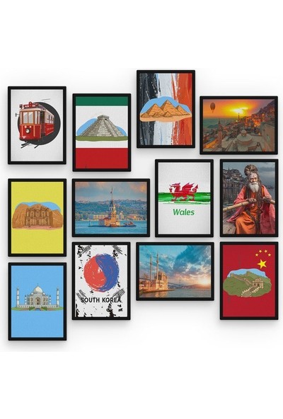 Hero Tasarım City Of World 12 Parça Mdf TABLOTGTB656 Hero Tasarım City Of World 12 Parça Mdf TABLOTGTB656