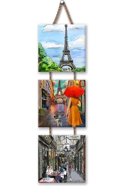 Hero Tasarım Paris 3 Parça Ipli Mdf TABLOTLHT242