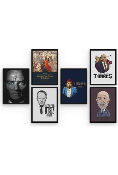 Hero Tasarım Türk Liderler 6 Parça Mdf TABLOGMZ496 Hero Tasarım Türk Liderler 6 Parça Mdf TABLOGMZ496