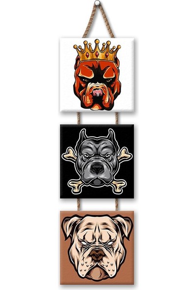 Hero Tasarım Dog 3 Parça Ipli Mdf TABLOTLH1089 Hero Tasarım Dog 3 Parça Ipli Mdf TABLOTLH1089