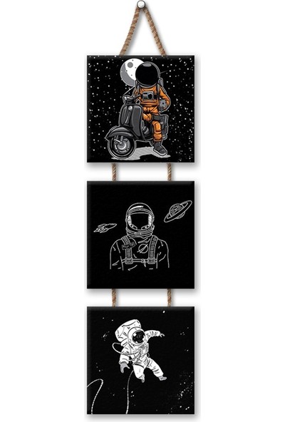 Hero Tasarım Astronot 3 Parça Ipli Mdf TABLOTGTB1332 Hero Tasarım Astronot 3 Parça Ipli Mdf TABLOTGTB1332