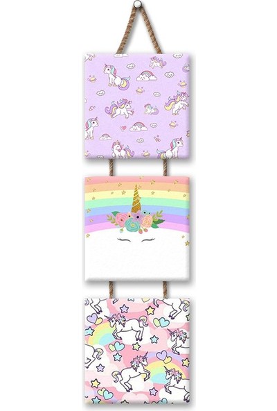 Hero Tasarım Unicorn 3 Parça Ipli Mdf TABLOTLHT184 Hero Tasarım Unicorn 3 Parça Ipli Mdf TABLOTLHT184