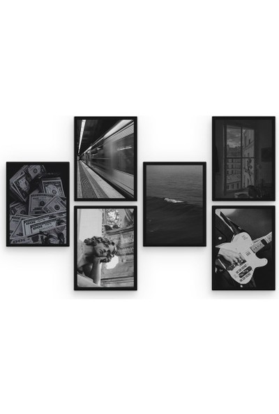 Hero Tasarım Black And White 6 Parça Mdf TABLOGMZ365 Hero Tasarım Black And White 6 Parça Mdf TABLOGMZ365
