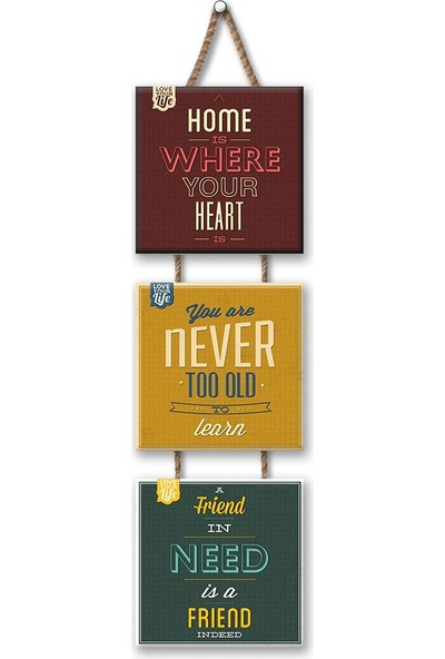 Hero Tasarım Sözler 3 Parça Ipli Mdf TABLOTLH1151