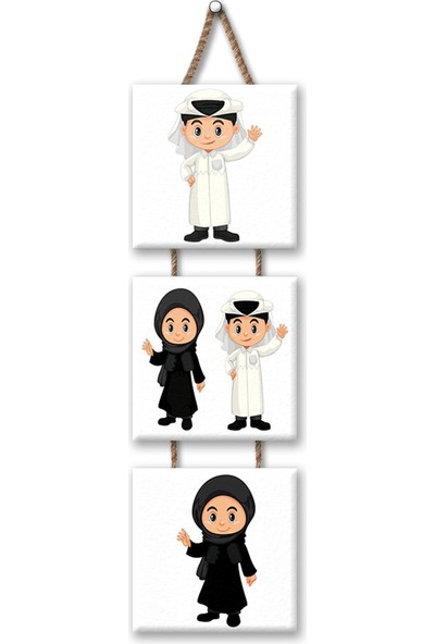 Hero Tasarım Muslim 3 Parça Ipli Mdf TABLOTLH1008