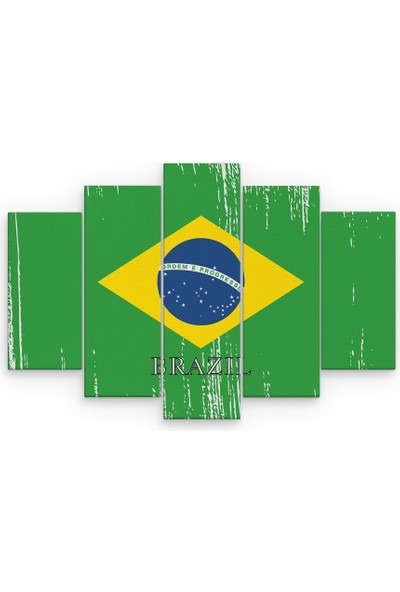 Hero Tasarım Brezilya Bayrağı 5 Parça Mdf TABLOTGTB398