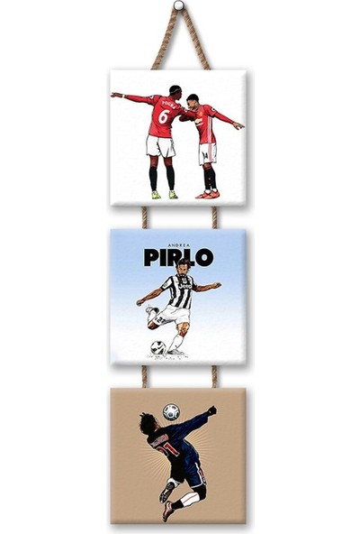 Hero Tasarım Futbolcular 3 Parça Ipli Mdf TABLOTLHT278
