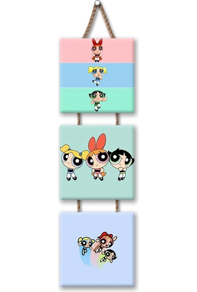 Hero Tasarım Power Puff Girls 3 Parça Ipli Mdf TABLOTLH1175 Hero Tasarım Power Puff Girls 3 Parça Ipli Mdf TABLOTLH1175