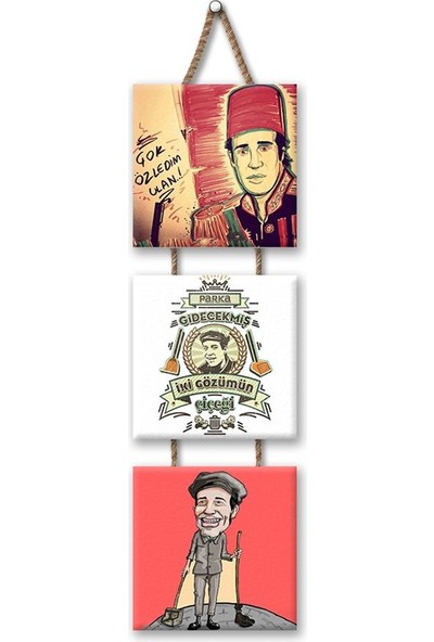 Hero Tasarım Kemal Sunal 3 Parça Ipli Mdf TABLOTLHT194