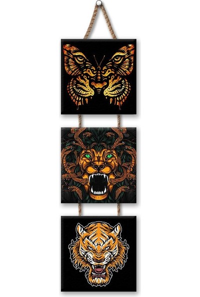 Hero Tasarım Kaplan 3 Parça Ipli Mdf TABLOTLH1086