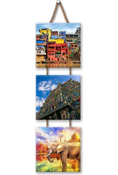 Hero Tasarım Hindistan 3 Parça Ipli Mdf TABLOTLH1139