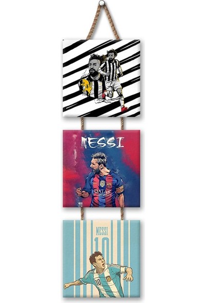 Hero Tasarım Futbolcular 3 Parça Ipli Mdf TABLOTLHT281