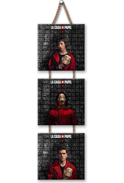Hero Tasarım La Casa De Papel 3 Parça Ipli Mdf TABLOTLH1504