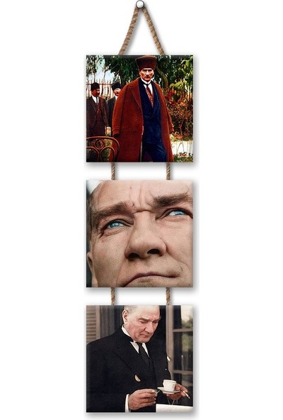 Hero Tasarım Atatürk 3 Parça Ipli Mdf TABLOTLH2748 Hero Tasarım Atatürk 3 Parça Ipli Mdf TABLOTLH2748