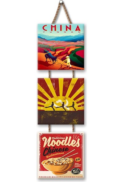 Hero Tasarım Çin 3 Parça Ipli Mdf TABLOTLHT268