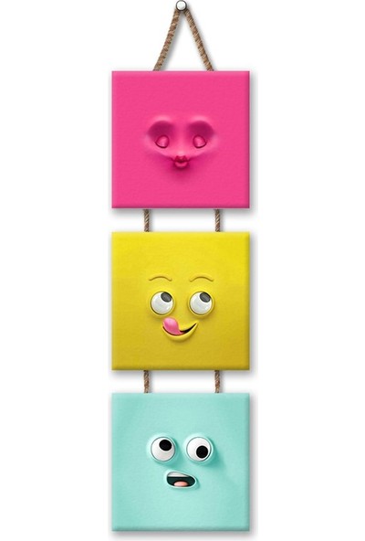 Hero Tasarım Sevimli Yüzler 3 Parça Ipli Mdf TABLOTLHT210