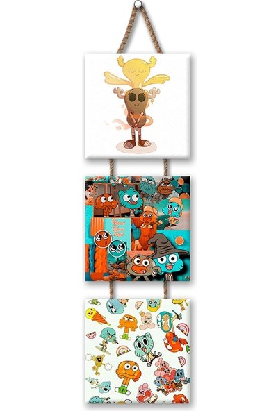 Hero Tasarım Gumball 3 Parça Ipli Mdf TABLOTLHT190