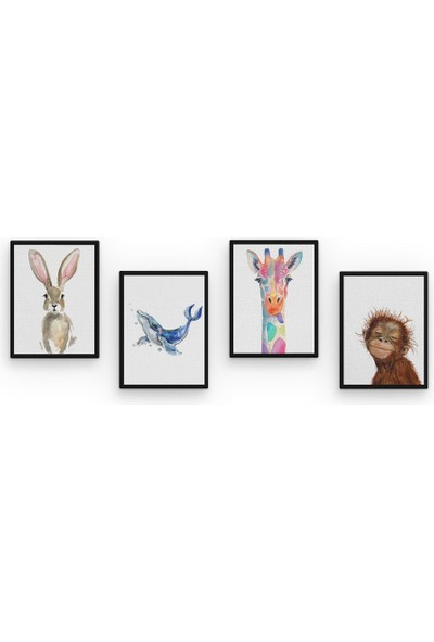 Hero Tasarım Hayvanlar 4 Parça Mdf TABLOSLA570