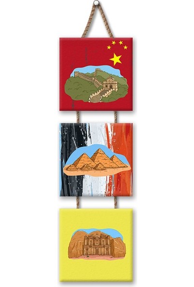 Hero Tasarım Şehirler 3 Parça Ipli Mdf TABLOTLHT250