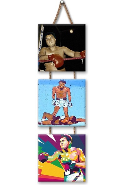 Hero Tasarım Muhammed Ali 3 Parça Ipli Mdf TABLOTLHT221 Hero Tasarım Muhammed Ali 3 Parça Ipli Mdf TABLOTLHT221