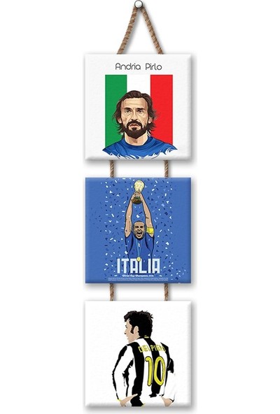 Hero Tasarım Italyan Futbolcular 3 Parça Ipli Mdf TABLOTLHT293