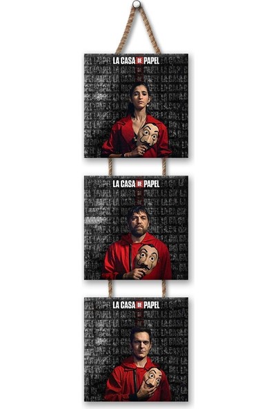 Hero Tasarım La Casa De Papel 3 Parça Ipli Mdf TABLOTLH1505