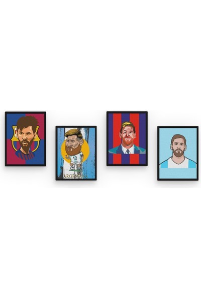 Hero Tasarım Lionel Messi 4 Parça Mdf TABLOTGTB1251
