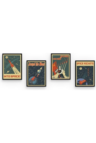 Hero Tasarım Into Space 4 Parça Mdf TABLOTGTB1195