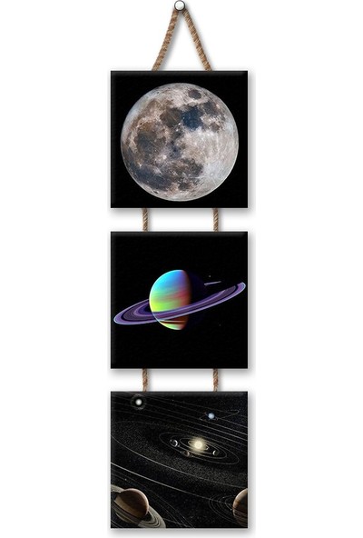 Hero Tasarım Gezegenler 3 Parça Ipli Mdf TABLOTLH2661