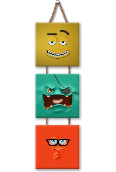 Hero Tasarım Sevimli Yüzler 3 Parça Ipli Mdf TABLOTLHT209