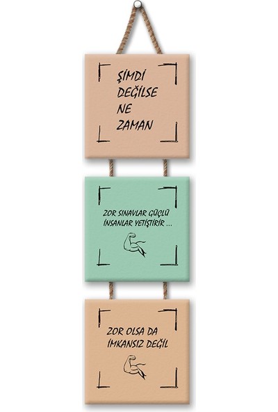 Hero Tasarım Motivasyon 3 Parça Ipli Mdf TABLOTGTB1317