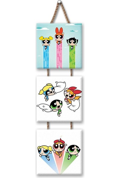 Hero Tasarım Power Puff Girls 3 Parça Ipli Mdf TABLOTLH1177 Hero Tasarım Power Puff Girls 3 Parça Ipli Mdf TABLOTLH1177