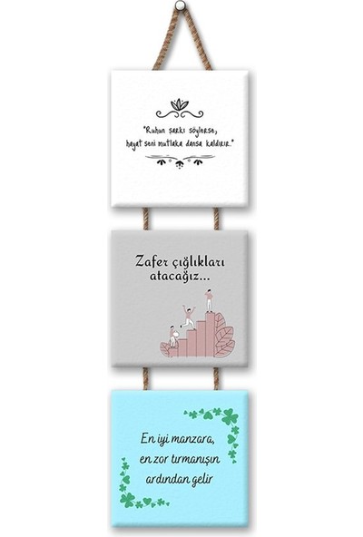Hero Tasarım Motivasyon 3 Parça Ipli Mdf TABLOTLHT181
