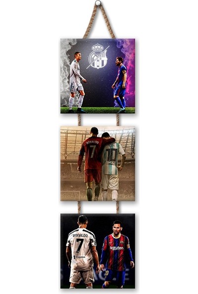 Hero Tasarım Ronaldo Messi 3 Parça Ipli Mdf TABLOTGTB1310