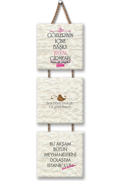 Hero Tasarım Kırışmış Kağıtlar 3 Parça Ipli Mdf TABLOTLH1501