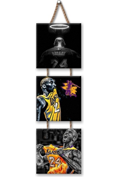 Hero Tasarım Kobe Bryant 3 Parça Ipli Mdf TABLOTLH1035