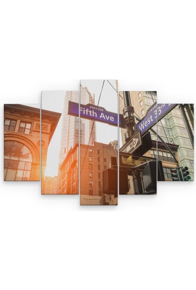 Hero Tasarım New York'ta Günbatımı 5 Parça Mdf TABLOTGTB686