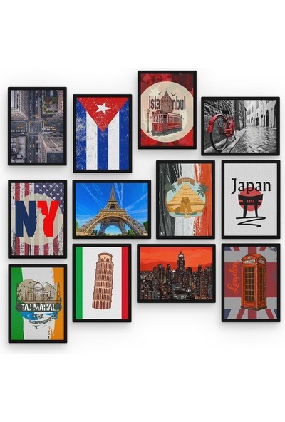 Hero Tasarım Ünlü Şehirler 12 Parça Mdf TABLOTGTB662